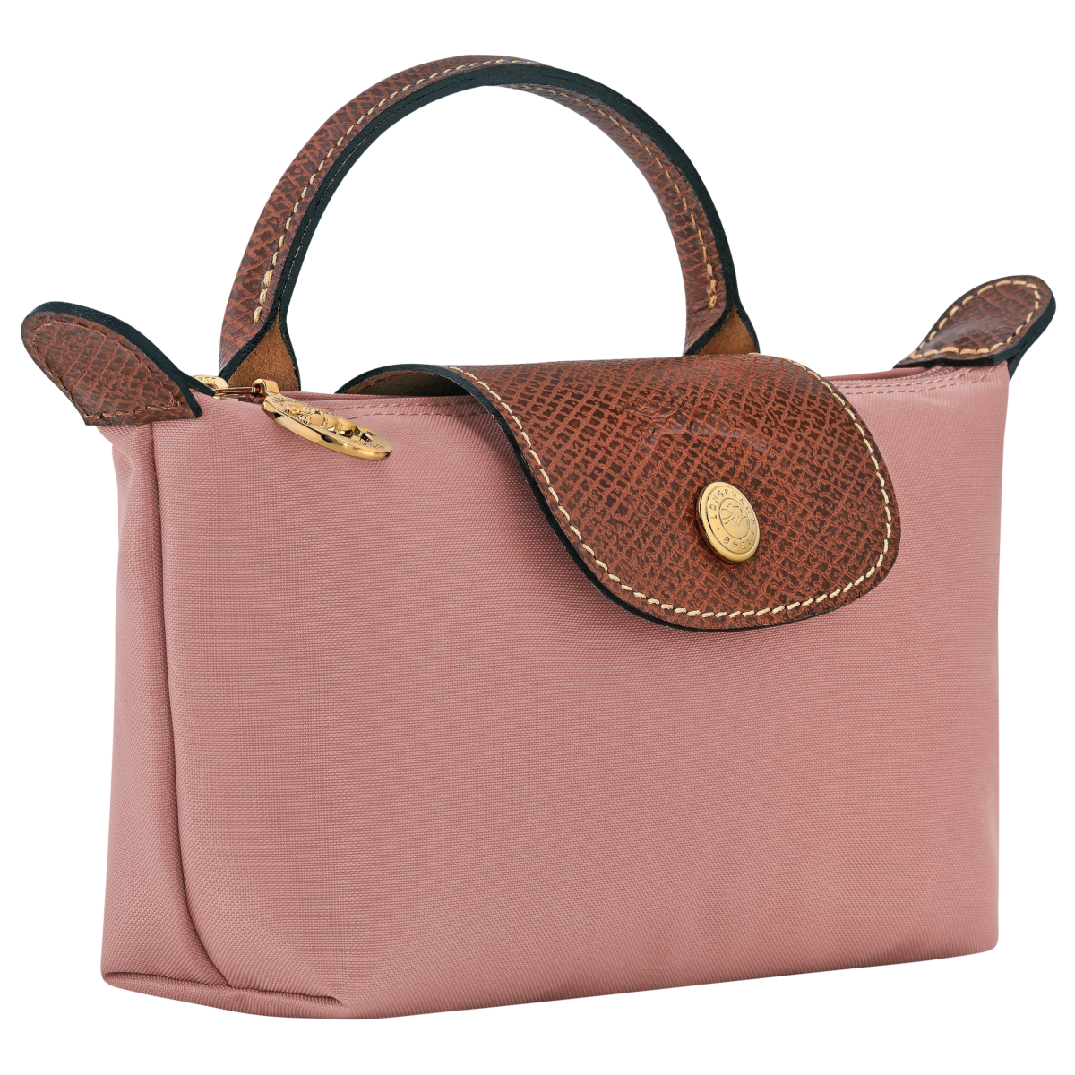 Buy Longchamp Le Pliage Original Pouch with handle Pink Tea in Saudi Arabia